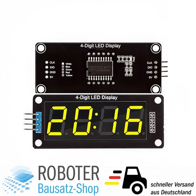 7-SEGMENT DISPLAY MODUL 4-stellig gelb TM1637 0.56" Arduino ESP32 Raspberry Pi EUR 4,93 ...