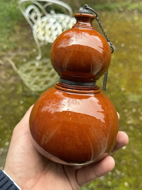 RARE GOURDE FORME Calebasse Terre Cuite Vernissée 19 Eme Siècle ...
