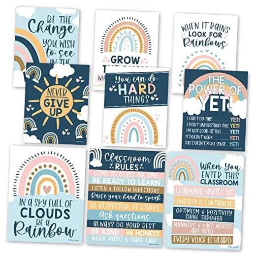 MOTIVATIONAL POSTERS FOR Classroom - 9 Growth Mindset Wall Art for ...