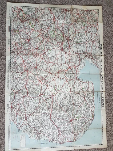 DAILY MAIL MOTOR Road Map Of Eastern & South West England Double Sides ...