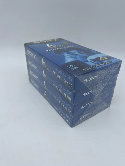 SONY PREMIUM GRADE Blank VHS Video Tapes 4 -Pack T-120 2007 SEALED ...