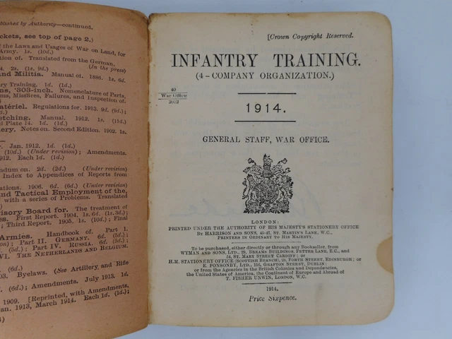 INFANTRY TRAINING 1914 - Original WW1 British Army officers handbook £9 ...