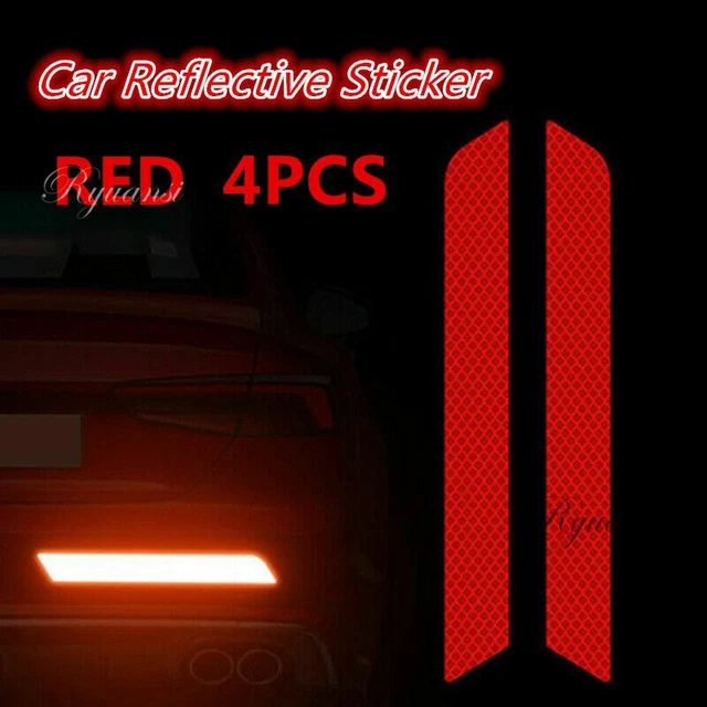 4X RED REFLECTIVE Safety Warning Strip Tape Car Door Bumper Reflector ...
