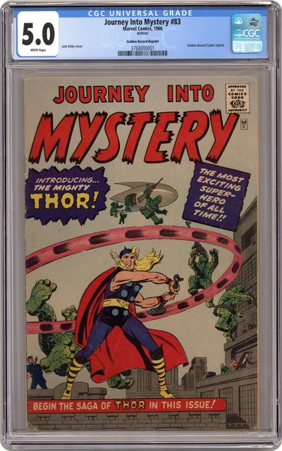 THOR JOURNEY INTO Mystery ristampa disco d'oro #83FUMETTO CGC 5.0 1966 ...