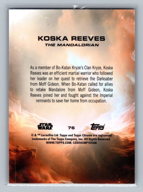 2025 TOPPS CHROME Star Wars #76 Koska Reeves Blue Pulsar Refractor £2. ...