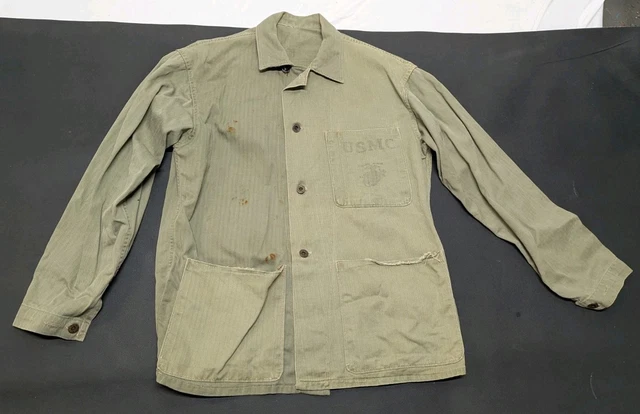 WW2 US MARINE Corps P41 HBT Jacket / Shirt Worn Rare Original £203.11 ...