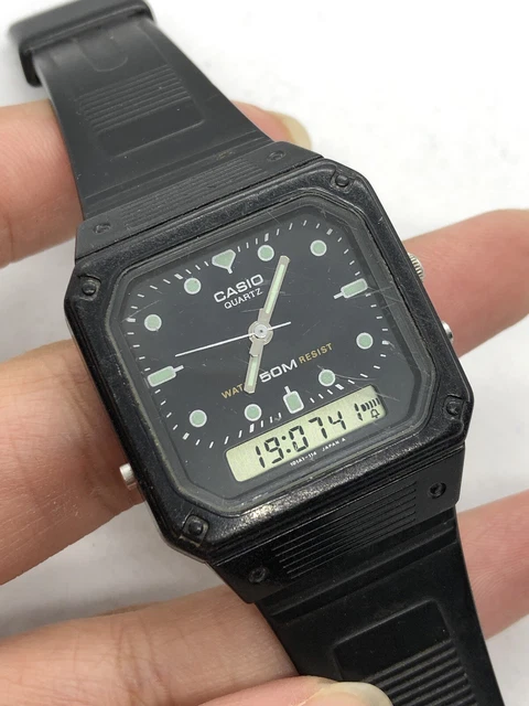 1986 CASIO AQ-30W Module Men’s Ana Digi Analogue Digital Retro Vintage ...