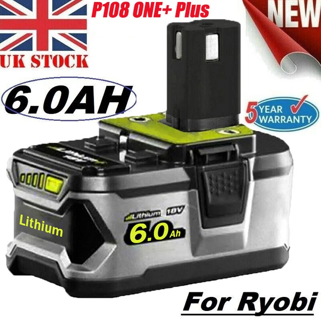 18V 6.0AH LITHIUM Battery For Ryobi P108 ONE+ Plus RB18L50 RB18L40 P104 ...