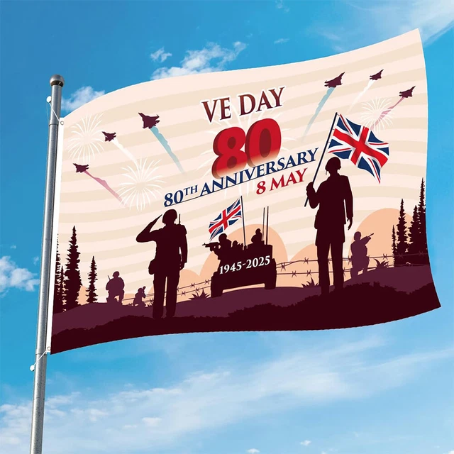 2025 VE DAY 80th Anniversary Flag 3x5 Ft VE Day Flag Memorabilia Flag ...