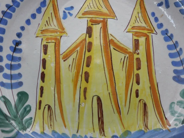 ANCIENNE ASSIETTE TERRE Cuite Emaillee Peinte D'un Chateau Diam 28Cm I46 EUR 29,00 - PicClick FR