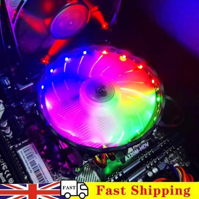 4 HEAT PIPE CPU Cooler PWM 4 Pin PC Radiator Quiet Cooler Fan (RGB) £13 ...