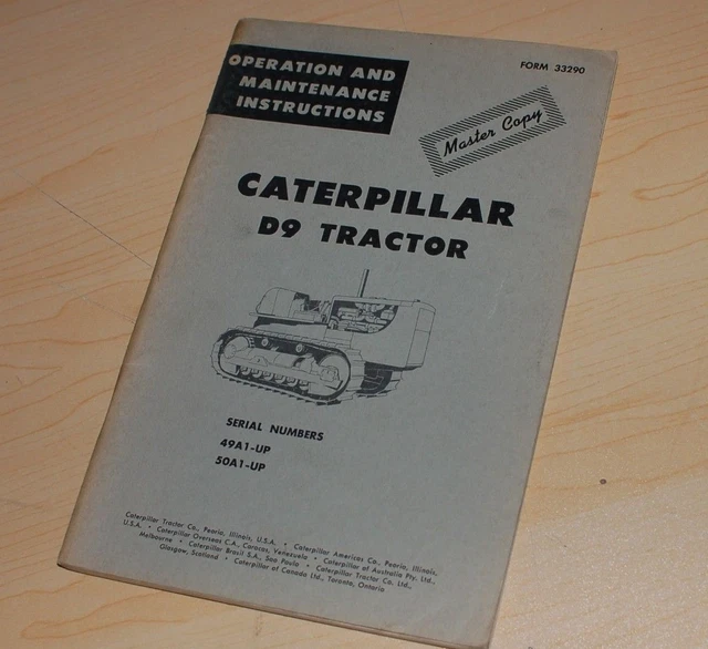 CAT CATERPILLAR D9 Trattore Dozer Cingolato Operation Operatore Manuale ...