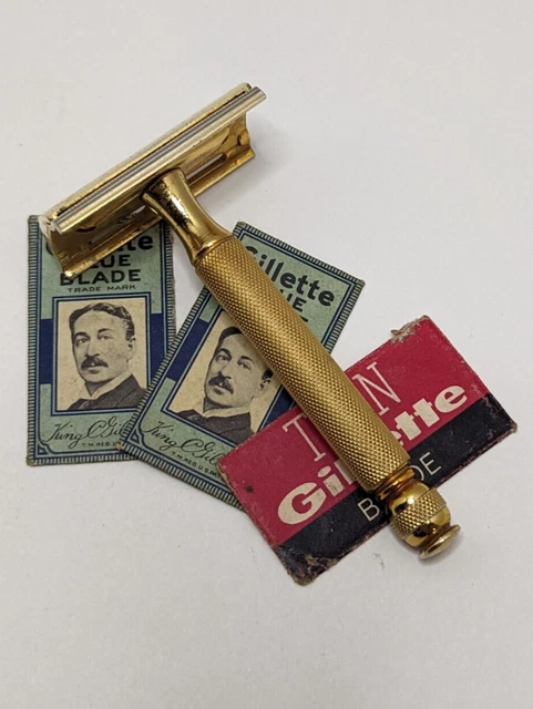 VINTAGE GILLETTE GOLD Toned Shaving Safety Razor Blade (GOOD CONDITION ...