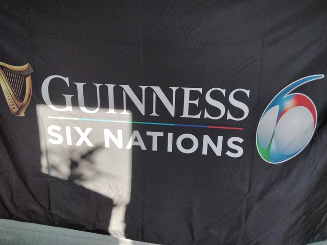 GUINNESS SIX NATIONS Rugby Flag Banner Memorabilia 170 X 80cm Used Man ...