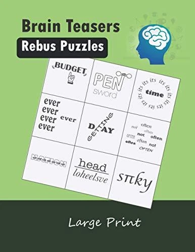 BRAIN TEASERS REBUS Puzzles Large Print Word Picture Puzzles Plexer ...