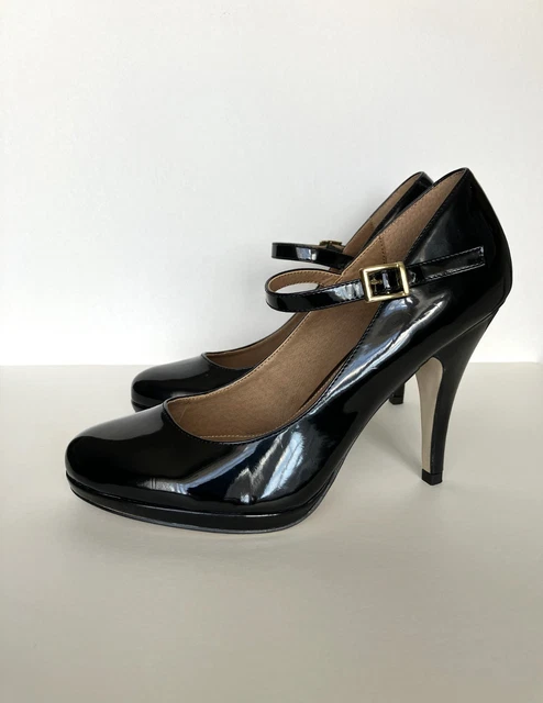 BNWOB CARVELA BLACK patent leather court Shoes Mary Janes UK 6 heels ...