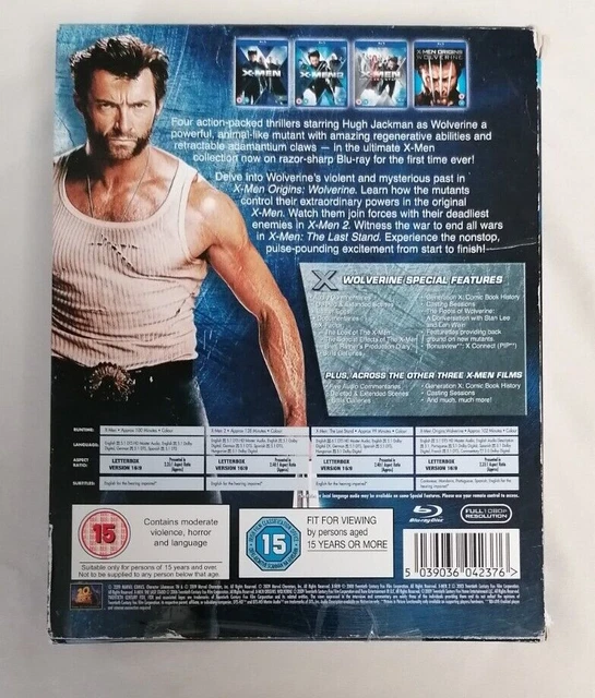 BLU-RAY - X-MEN Quadrilogy Blu-Ray Box Set Hugh Jackman Cert 15 Fox ...