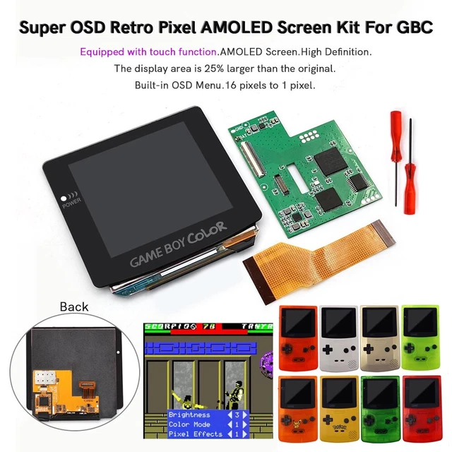 GBC OLED AMOLED Laminated Touch Screen OSD RETRO PIXEL Kit For GameBoy ...