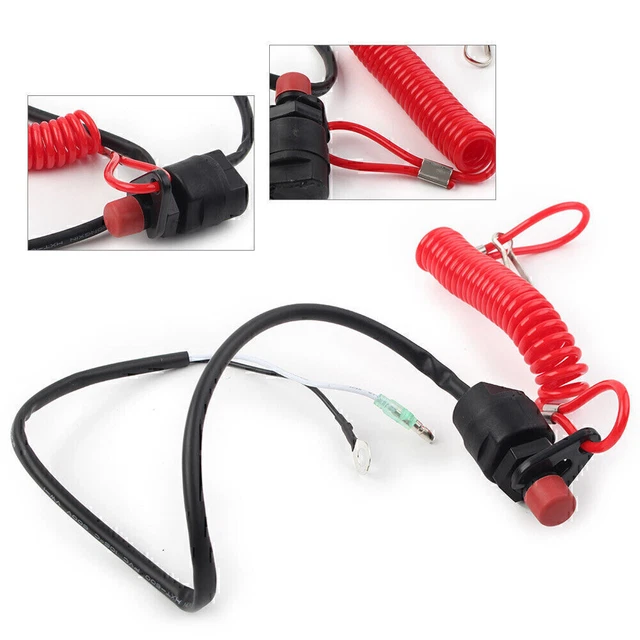 UNIVERSAL BOAT OUTBOARD Engine Motor Kill Stop Switch With Safety Tether Lanyard $18.02 ...