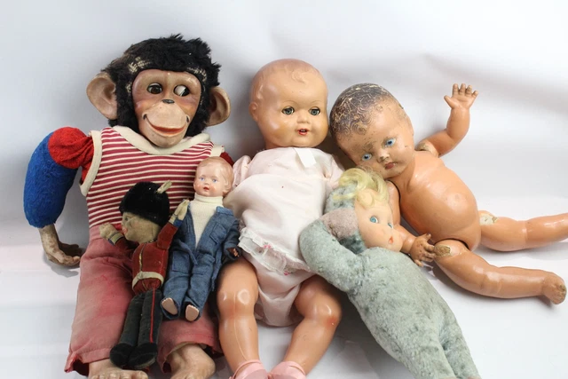 DOLLS AND SOFT Toys Assorted Vintage Collection Composition Artificial ...