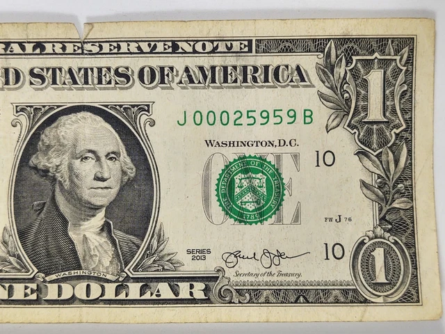 LOW SERIAL NUMBER $1 Note One Dollar Bill Series 2013 Paper Currency £3 ...