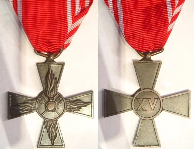 CROCE PER 15 anni di anzianità nei vigili del fuoco pompieri in bronzo ...