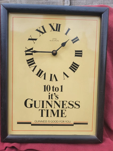 VINTAGE GUINNESS TIME Clock By James Blackmore. Good Condition And ...