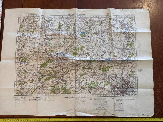 ORIGINAL WW2 BRITISH Army OS Map of Great Britain - Wolverhampton £16. ...