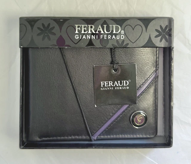 GIANNI FERAUD LOGO Men's Leather Bifold Wallet Black Bills Cards/ID New ...