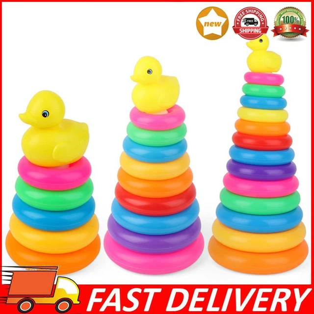 EARLY EDUCATIONAL RAINBOW Tower Stacking Circle Duck Ring Jigsaw Puzzle ...