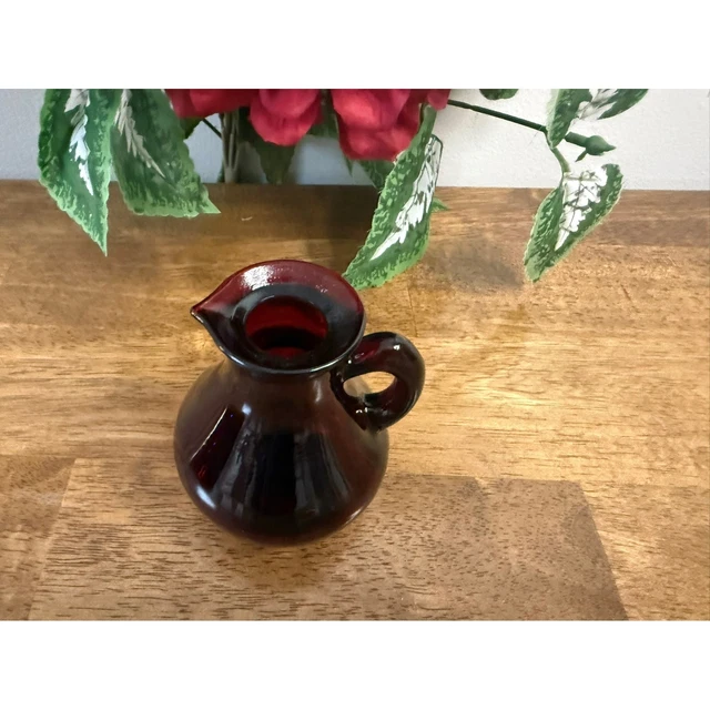 VINTAGE AVON RUBY Red Glass Mini Pitcher Holiday Decor Collectible $28. ...
