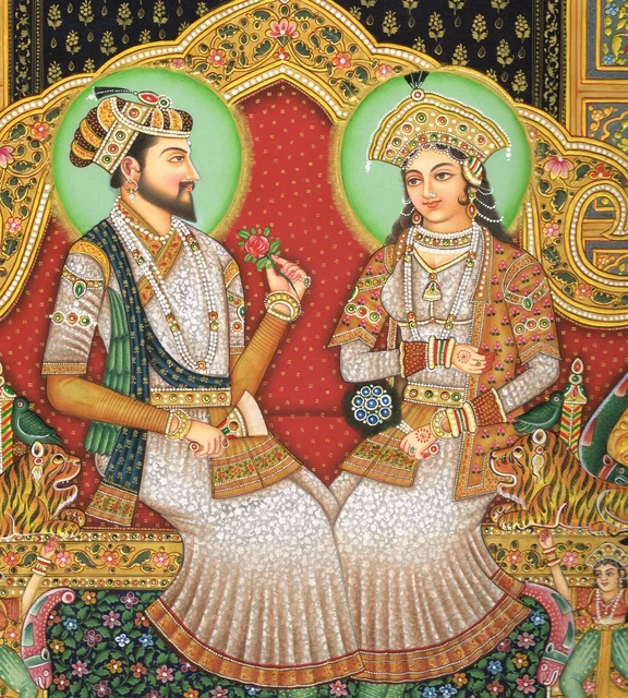 PORTRAIT PAINTING OF Mughal Emperor Shahjahan And Empress Mumtaz 15x20 ...