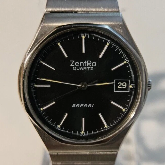 MONTRE HOMME VINTAGE « ZentRa » SAFARI Acier 35X40mm Montre homme ...