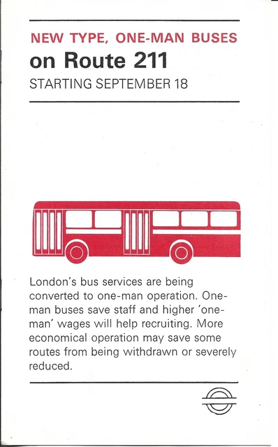 LONDON TRANSPORT NEW-TYPE Omo Buses On Route 211 [Sep 1971] £1.76 ...