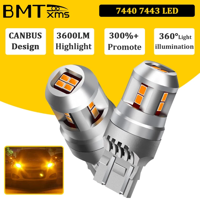 7443 3000K AMBER LED Turn Signal Light Lamp For Honda Accord Civic Fit ...