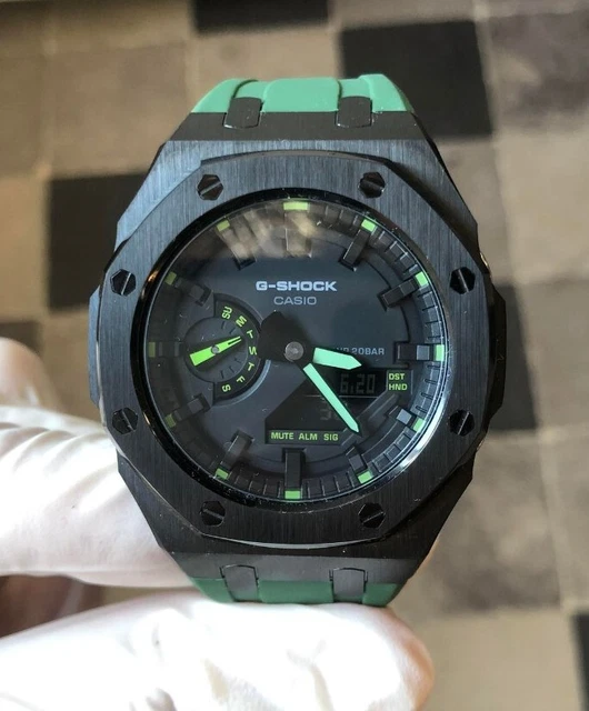 CASIO G-SHOCK GA-2100-1A3ER Casioak Green Black Mod Custom AP Royal ...
