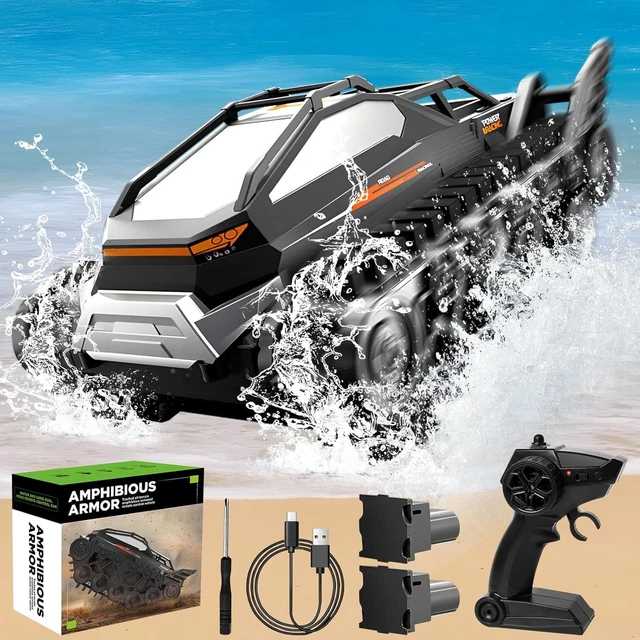 ALL-TERRAIN AMPHIBIOUS RC Car – Remote Control Truck w/ Stunts & 2 ...