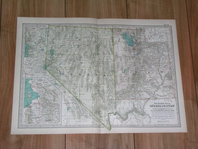 1897 ANTIQUE DATED Map Of Nevada And Utah / Las Vegas / Salt Lake City ...