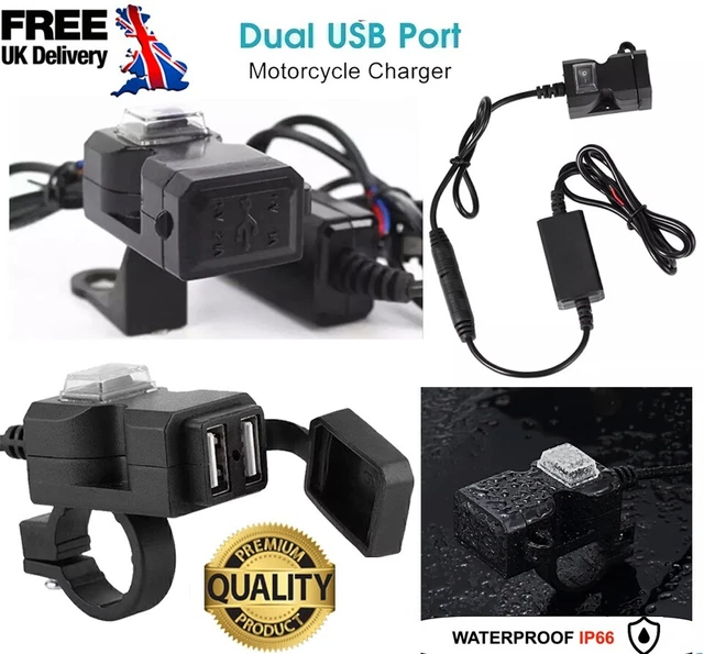 WATERPROOF 12V MOTORCYCLE USB Power Socket Charger Adapter Outlet Port ...
