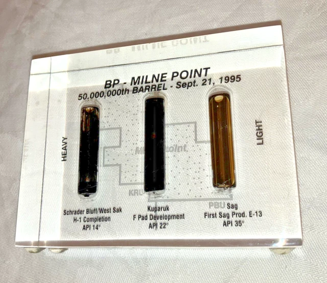 BP MILNE POINT 50 Millionth Barrel Oil Perspex Paperweight 1995 Rare £ ...