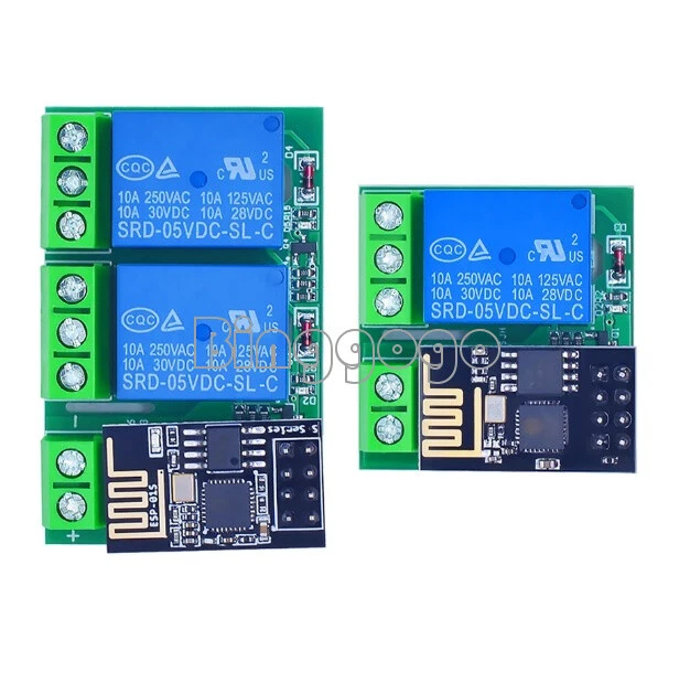 NEW ESP8266 DUAL Channel WIFI Relay Module ESP-01/01S DC5V With Relay ...
