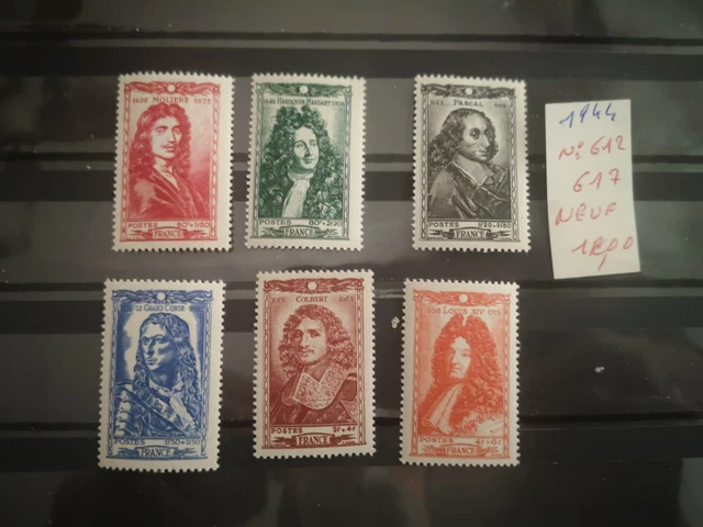 TIMBRE FRANCE 1944 Série Célébrités du N°612** au N° 617**Neufs EUR 1,00 - PicClick FR