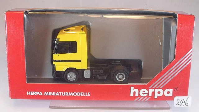 TRACTEUR HERPA 1/87 N°144377 Mercedes Benz Actros LH jaune emballage d ...