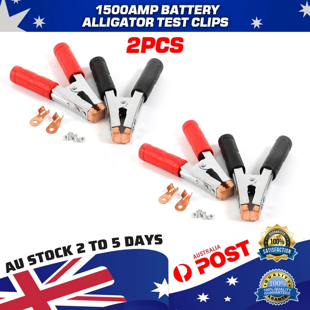 4PCS 1500A CAR Battery Alligator Clip Test Terminal Clamps Set Black ...