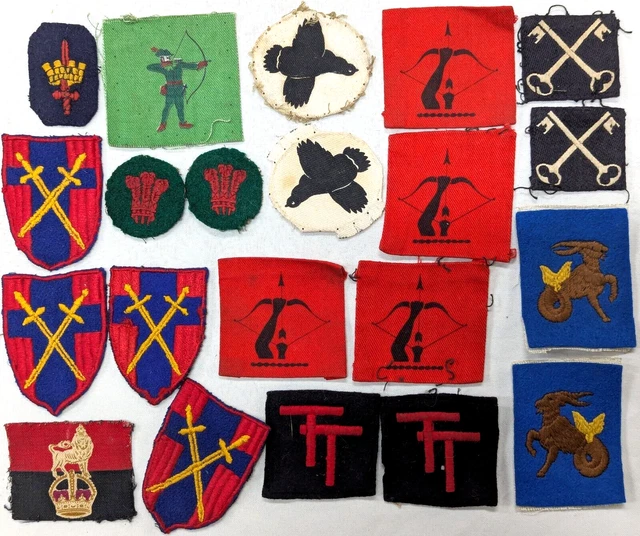 21 X WW2 British Army uniform unit & divisional cloth patches badges £0 ...