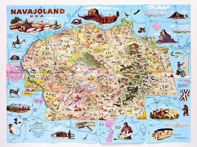 1970 ARIZONA MAP Navajoland Pictorial Map Monument Valley Grand Canyon ...