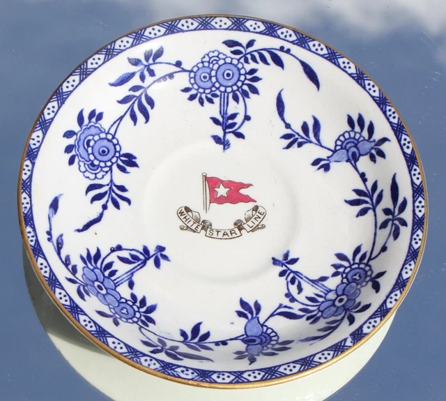 WHITE STAR LINE Rms Olympic Titanic Era Rare Delft 2Nd Cl 5.5" Saucer ...