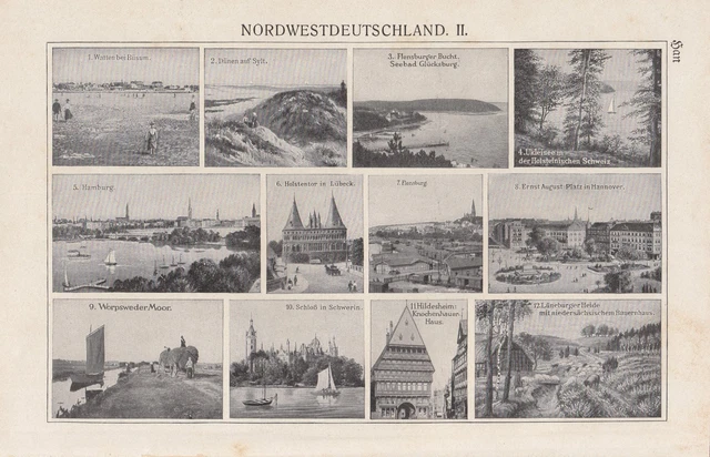 MAP CITY MAP lithography 1926: Northwest Germany I/II. Germany £20.82 ...