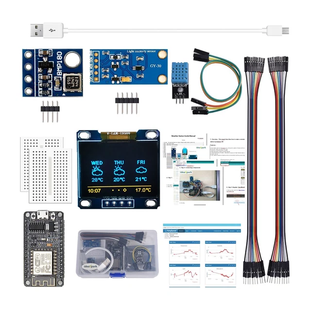 Esp8266 Temperature Humidity Weather Station Atmosphetic Pressure Light Sensor 3202 Picclick Au 