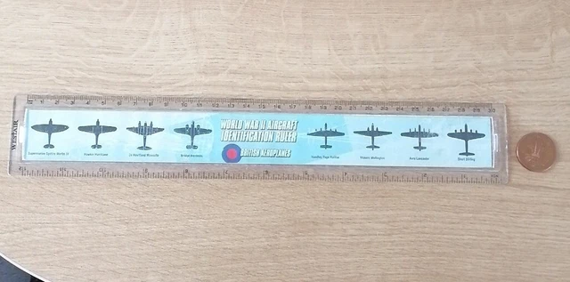 RULER PLASTIC 30CM World War II Aircraft Identification British ...